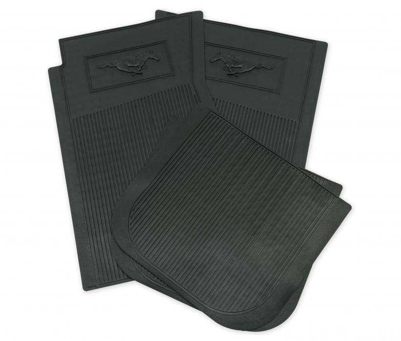 Scott Drake 1965 1966 Ford Mustang Floor Mat Set Rubber with Running Horse Logo C5ZZ 6513086 BK Muscle Cars Classics
