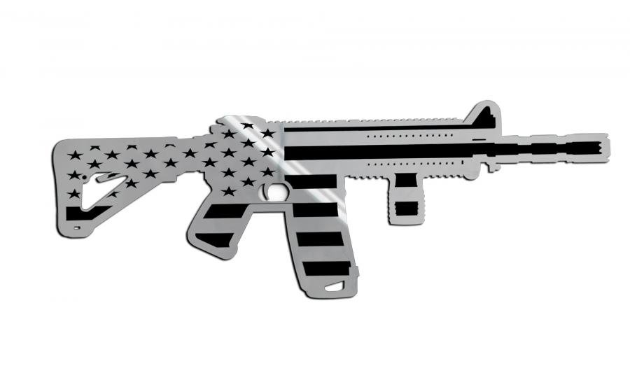American Car Craft AR-15 Gun Flag Thin Red Line Brushed Stainless 20 ...