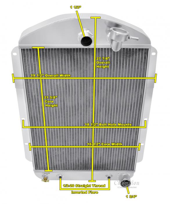 Champion Cooling 1937 Chevrolet Master 3 Row All Aluminum Radiator Made ...