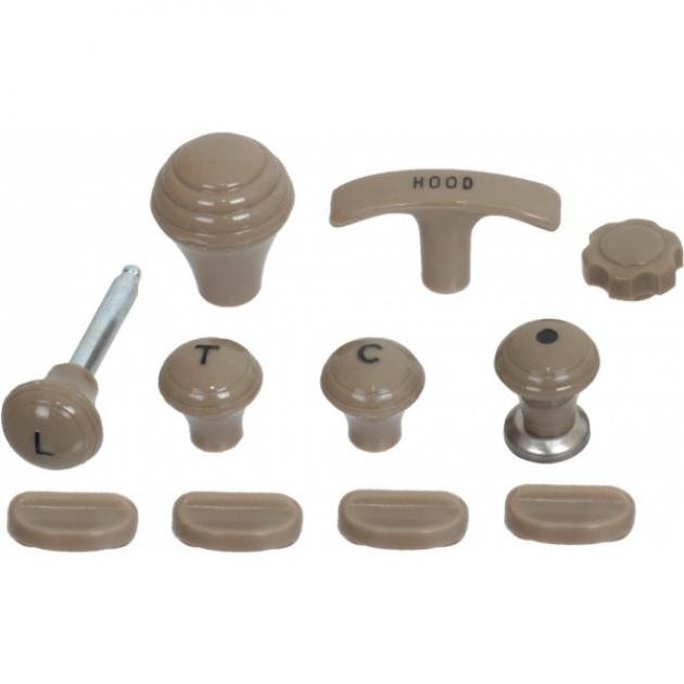 Dash Knob Set - Grayish-Tan - Black Trim - 9 Pieces - Ford