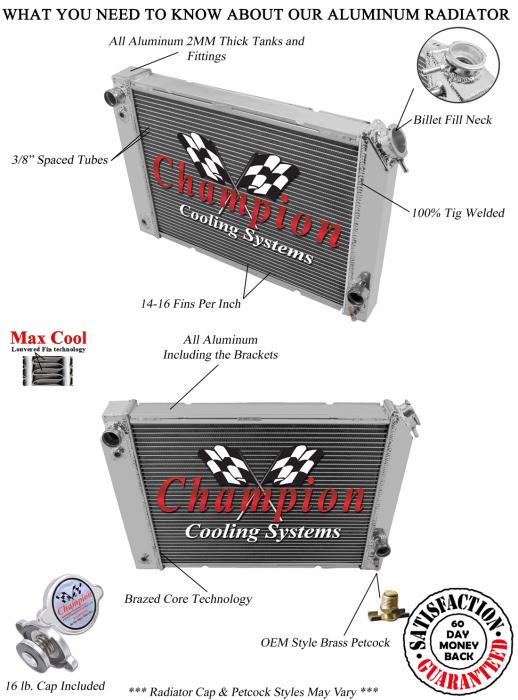 Champion Cooling 1984-1988 Pontiac Fiero 3 Row All Aluminum Radiator ...