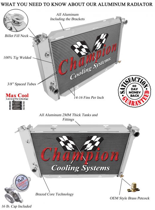 Champion Cooling 4 Row All Aluminum Radiator Made With Aircraft Grade ...