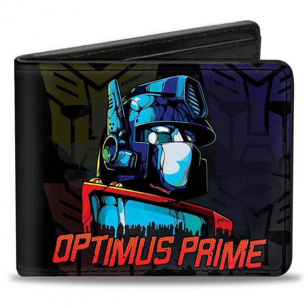 Bi-Fold Wallet - OPTIMUS PRIME Pose/Autobot Fade Black/Yellow/Blue/Red ...