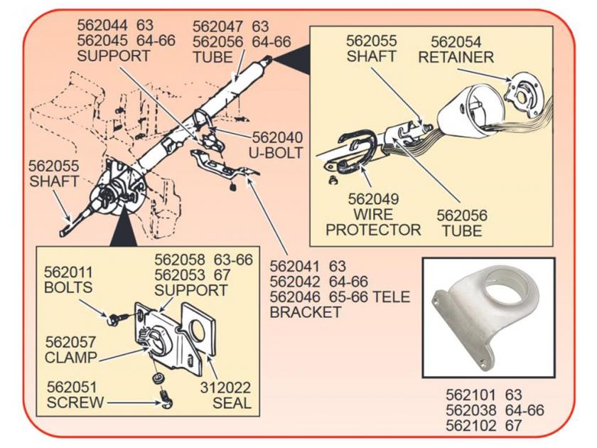 67 Steering Column Support Bracket - At Firewall With Clamp | Muscle ...