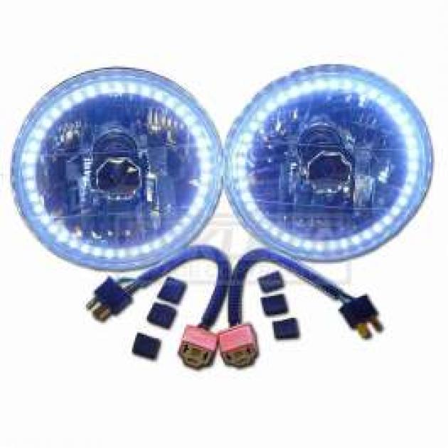 Firebird Headlight, 5-3/4 Round Elite Diamond, With Single Color White ...