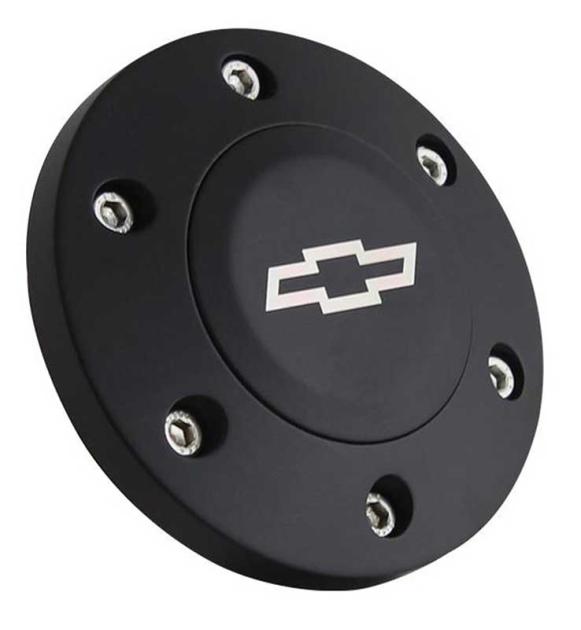 Horn Button Cap, For 6 Bolt Wheels, With Bow Tie Logo, Black | Muscle ...